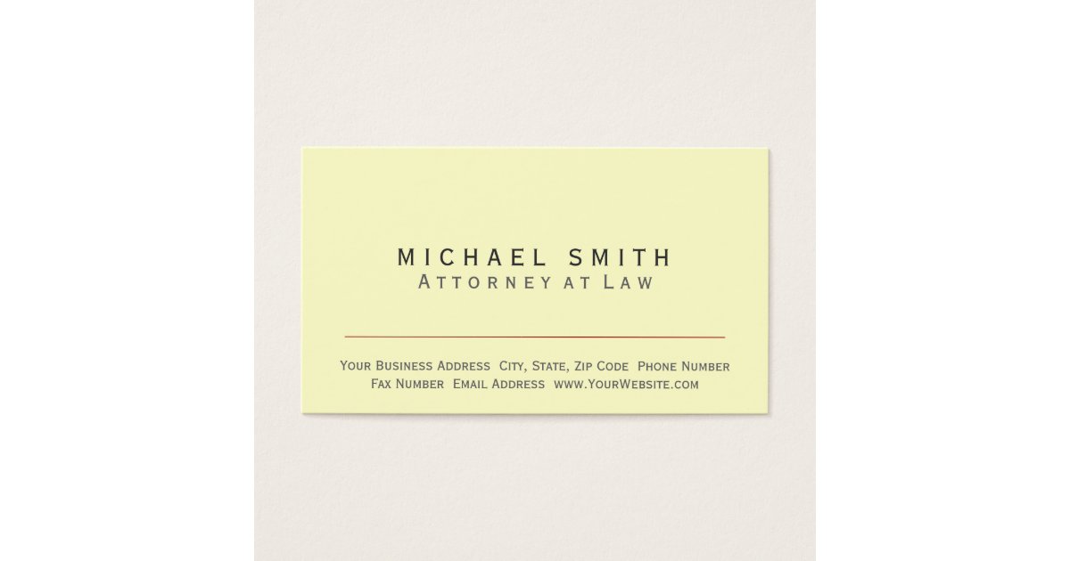 Attorney at Law - Yellow Minimal Business Card | Zazzle.com