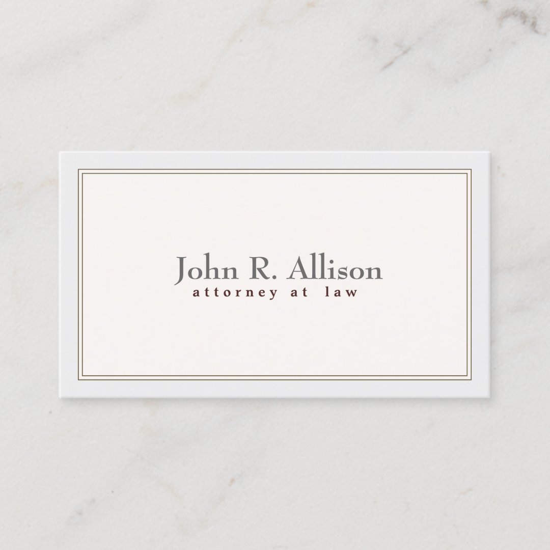 Attorney Elegant and Simple Ivory Border Business Card | Zazzle