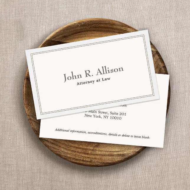 Attorney Elegant and Simple Ivory Border Business Card | Zazzle