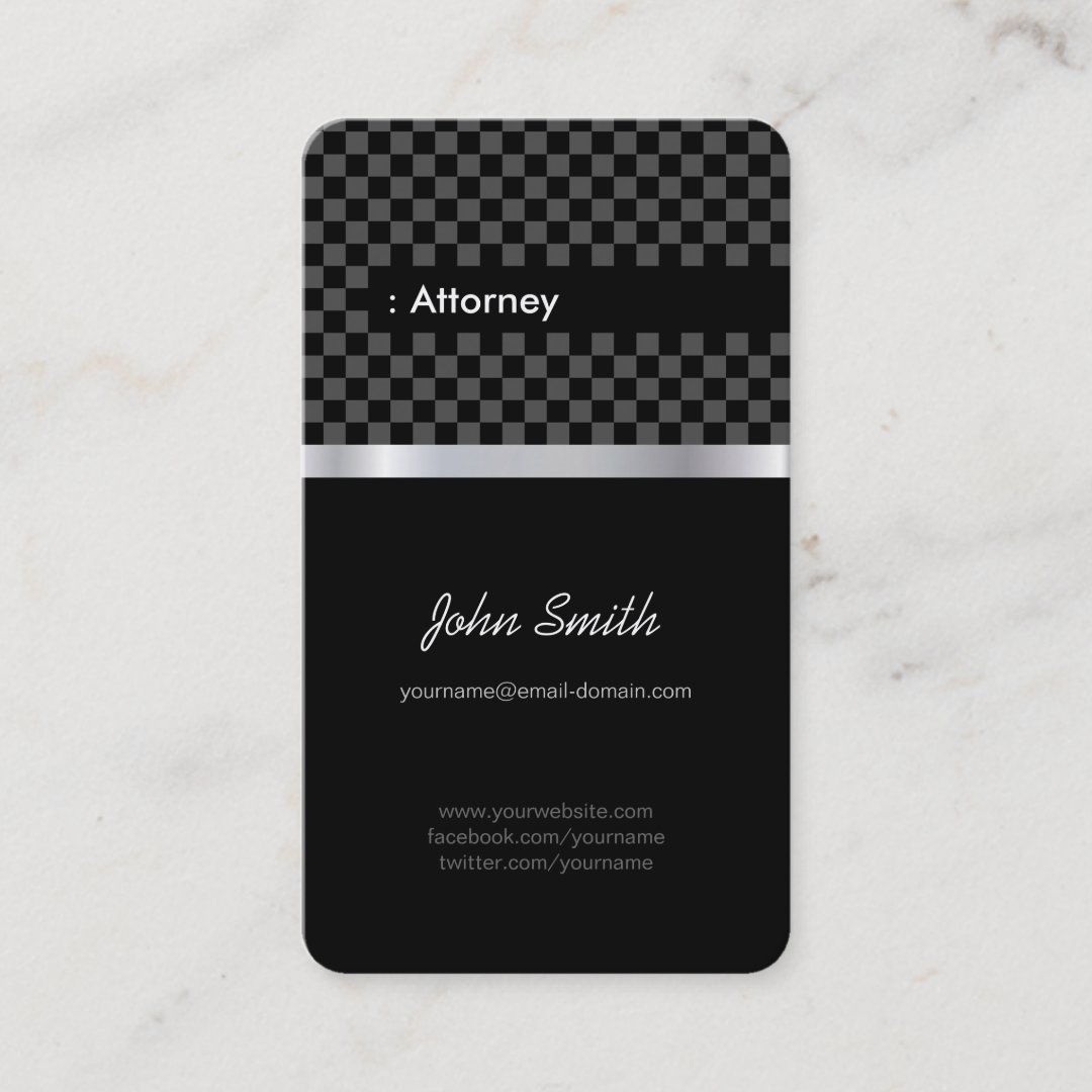 Attorney - Elegant Black Checkered Business Card | Zazzle