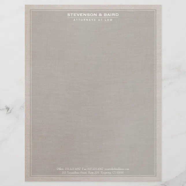Attorney Law Office Linen Texture Look Classic Letterhead | Zazzle