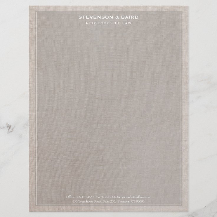 Attorney Law Office Linen Texture Look Classic Letterhead | Zazzle
