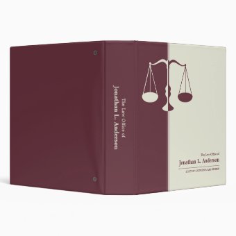 Attorney / Lawyer Burgundy business binder | Zazzle