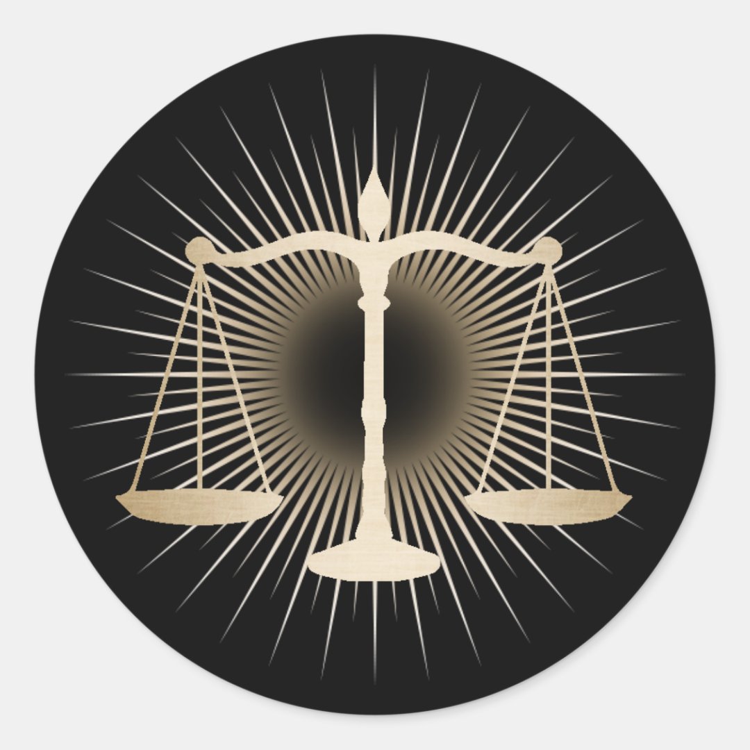 Attorney Lawyer Gold Scale of Justice Elegant Law Classic Round Sticker ...