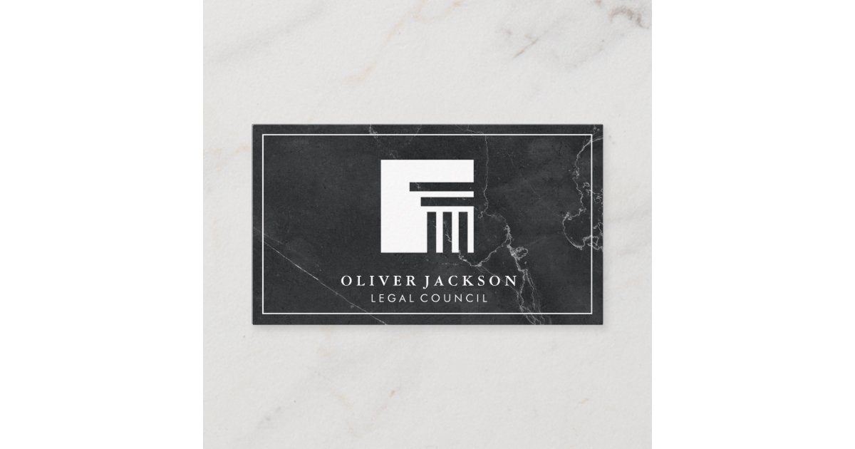 Attorney | Marble | Pillar Logo Business Card | Zazzle