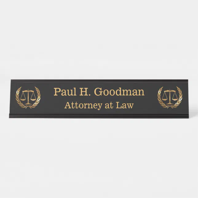 Attorney Scales of Justice Desk Name Plate | Zazzle