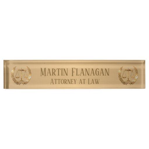 Attorney Scales of Justice Gold Desk Name Plate | Zazzle