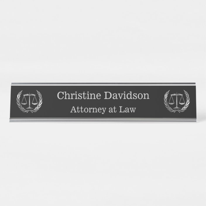 Attorney Scales of Justice Silver Desk Name Plate | Zazzle.com