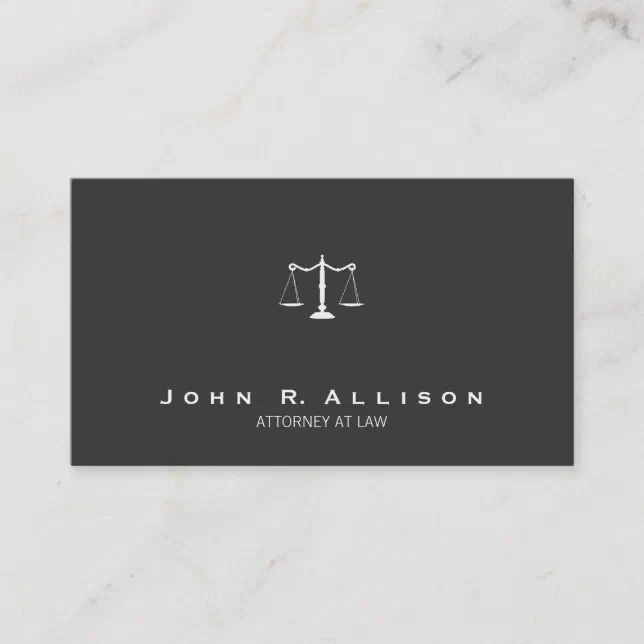 Attorney Simple Justice Scales Black and White Business Card | Zazzle