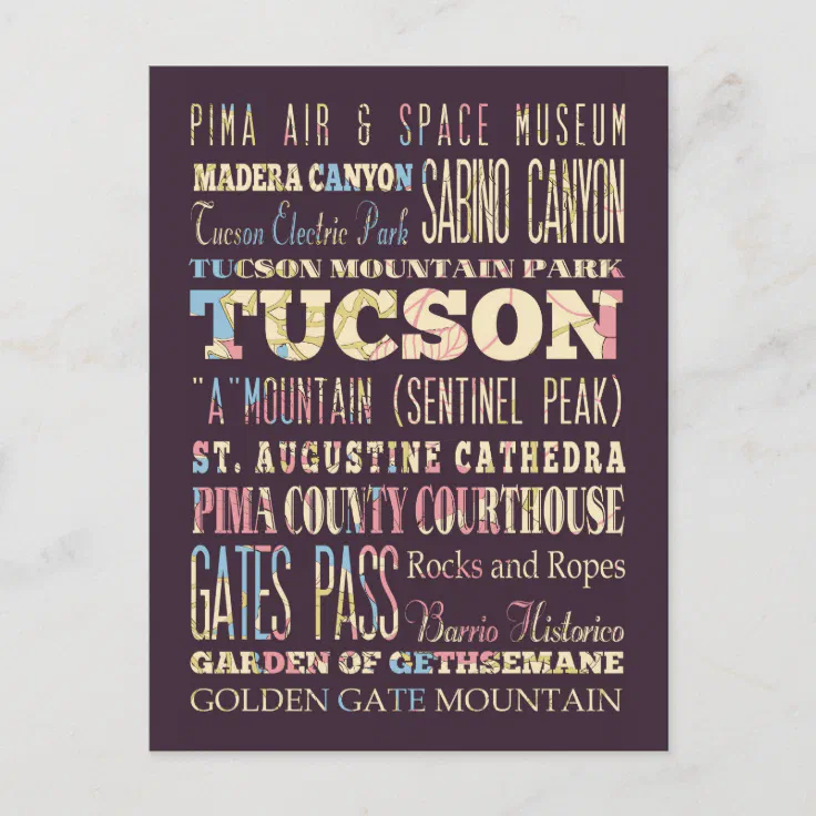 Attractions & Famous Places of Tucson, Arizona. Postcard | Zazzle