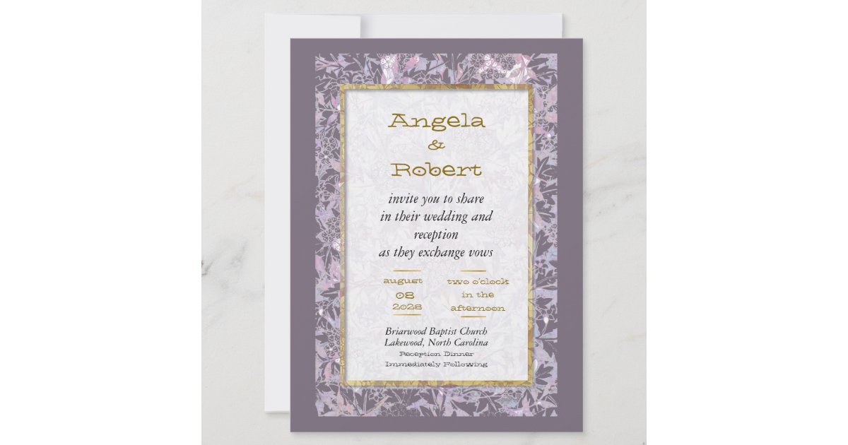 Attractive Mauve Floral Wedding Invitation | Zazzle