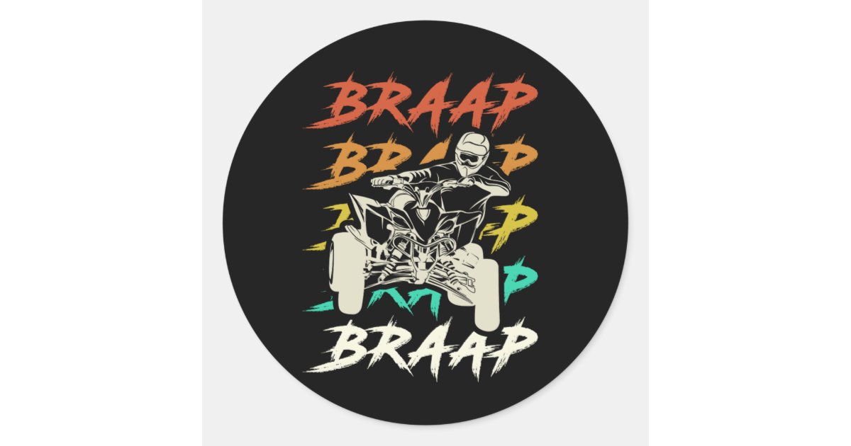 ATV Brap Quad Extreme Sports Offroad Gift Classic Round Sticker | Zazzle