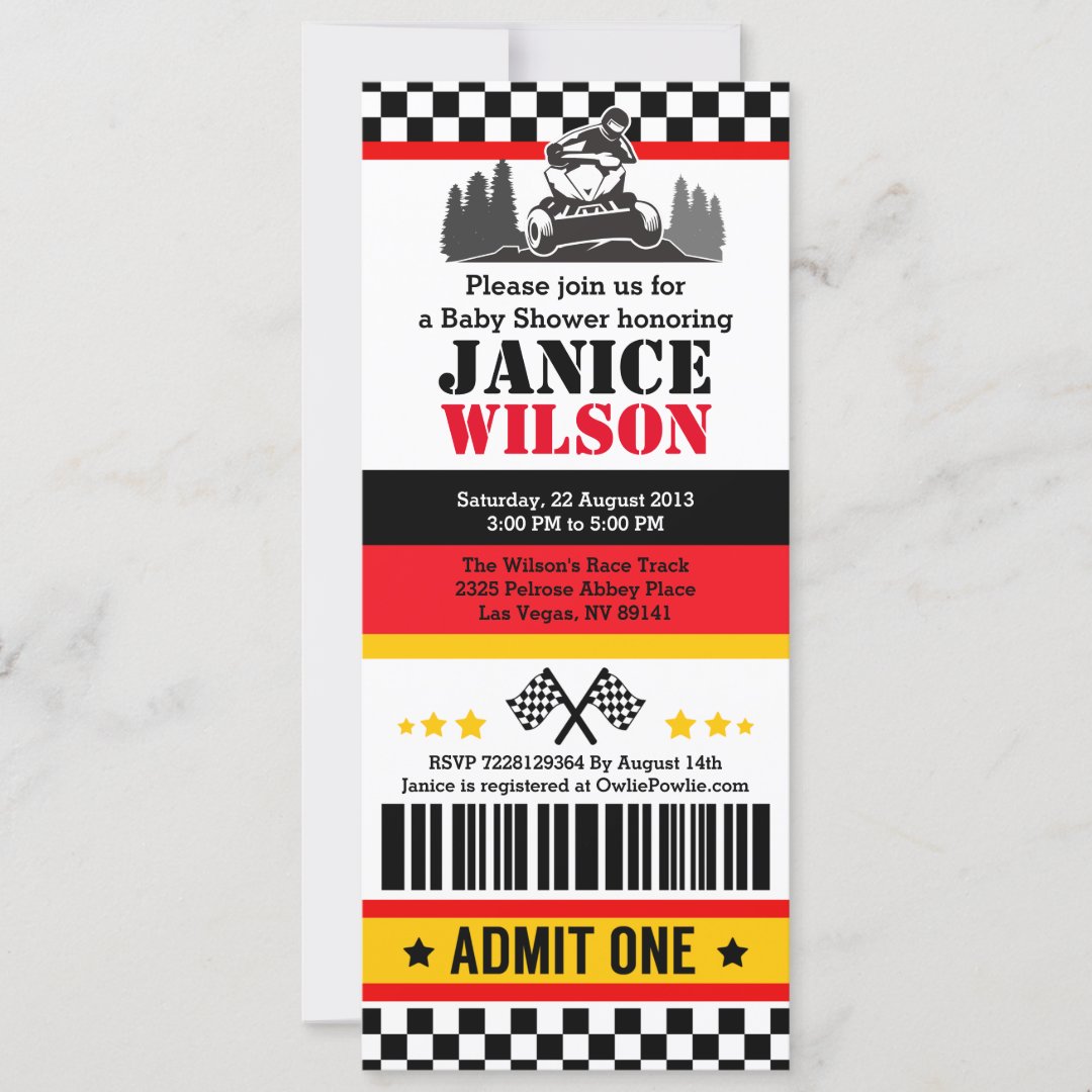 ATV Dirt Quad Bike Baby Shower Party Invitation | Zazzle