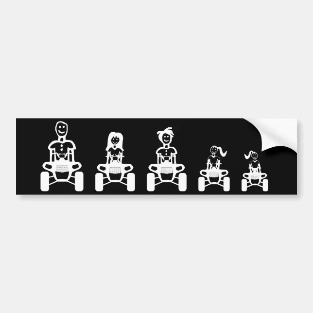 ATV Family Stick Figure Bumper Sticker | Zazzle