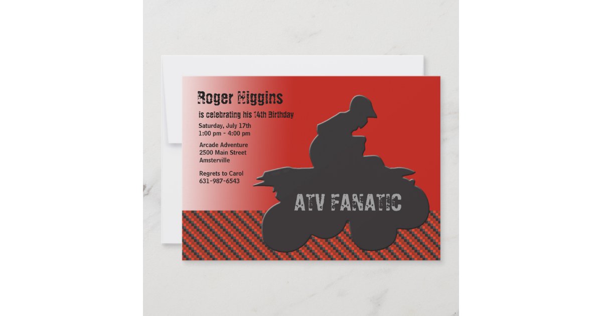 ATV Fan Invitation | Zazzle