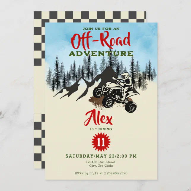 ATV Monster Truck Off Road Adventure Birthday Invitation | Zazzle