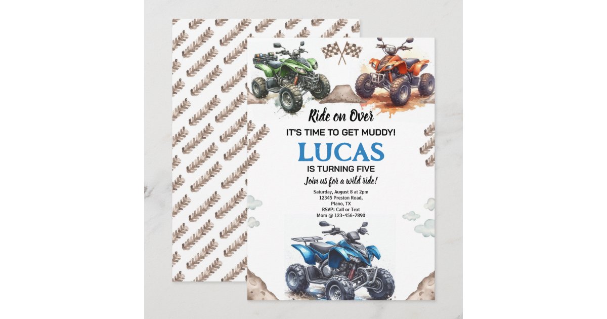 ATV Quad Bike Birthday Party Invitation | Zazzle