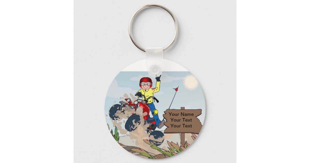 ATV Rider - Male Cartoon by PrintedPerfection.com Keychain | Zazzle