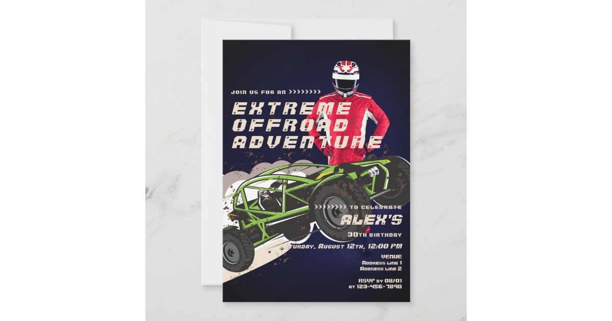 ATV UTV Offroad Adventure Extreme Sports Car Club Invitation | Zazzle