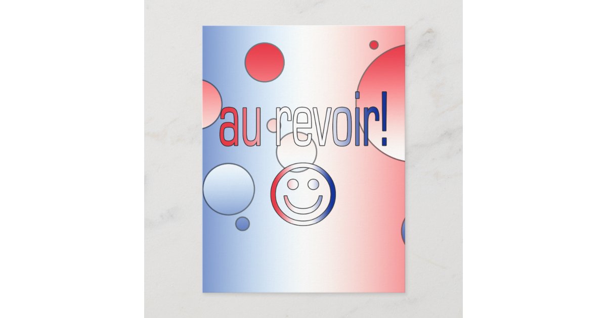 Au Revoir! French Flag Colors Pop Art Postcard | Zazzle