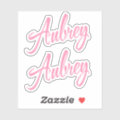 Aubrey Decorative Name in Pink x2 Sticker | Zazzle