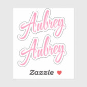 Aubrey Decorative Name in Pink x2 Sticker | Zazzle