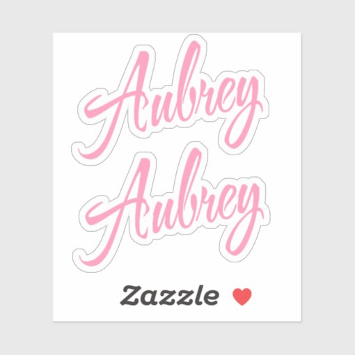 Aubrey Decorative Name in Pink x2 Sticker | Zazzle