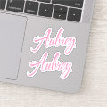 Aubrey Decorative Name in Pink x2 Sticker | Zazzle