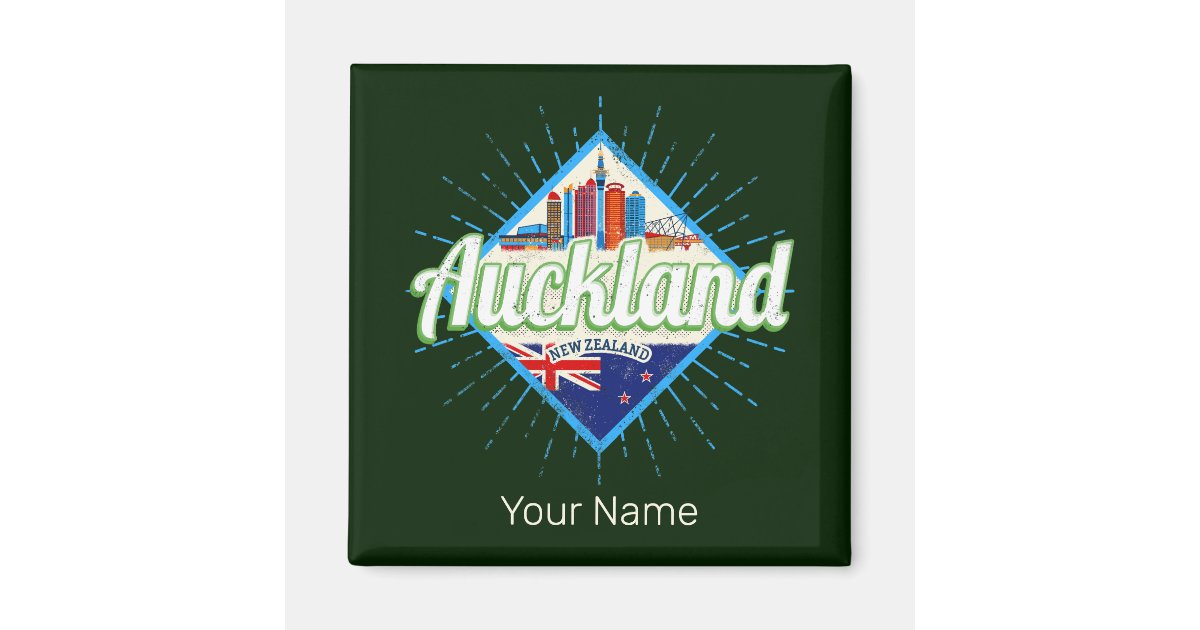 Auckland New Zealand retro skyline vintage Magnet | Zazzle