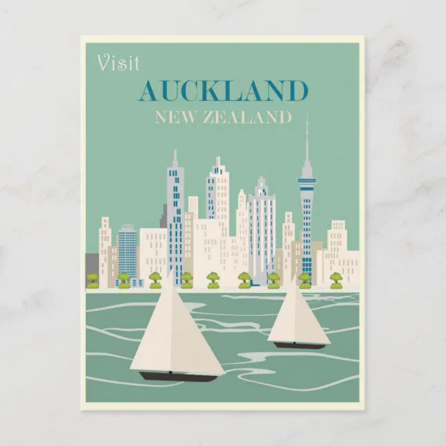 Auckland New Zealand Vintage Travel Postcard | Zazzle