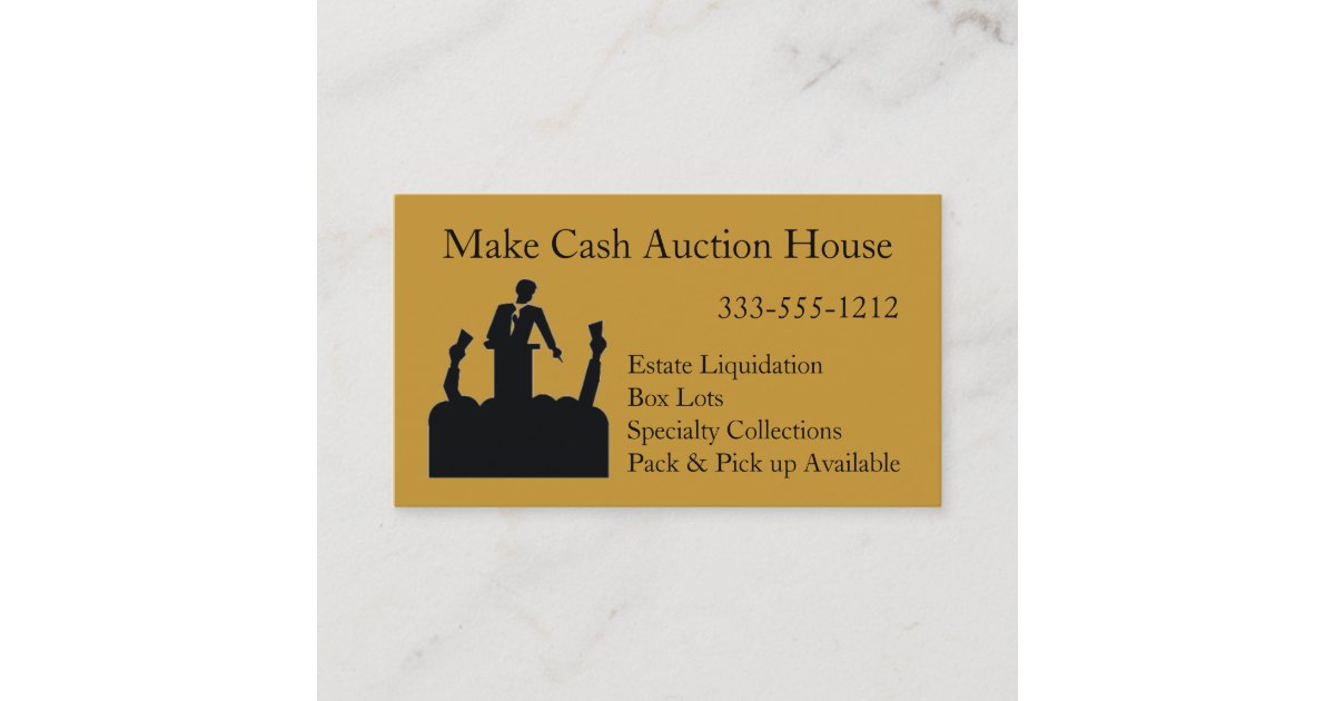 Auctioneer Auction House Business Card customize | Zazzle
