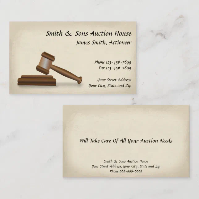 Auctioneer Judge Business Card | Zazzle