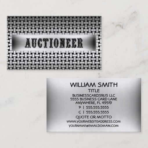Auctioneer Metal Look Business Card | Zazzle