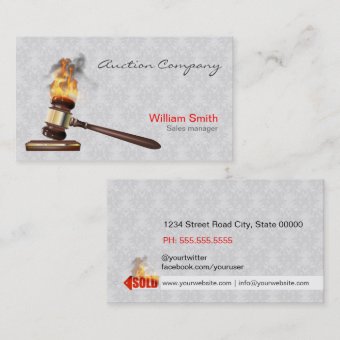 Auctioneer Services Business Card | Zazzle