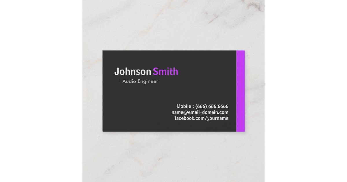 Audio Engineer - Modern Minimal Purple Business Card | Zazzle