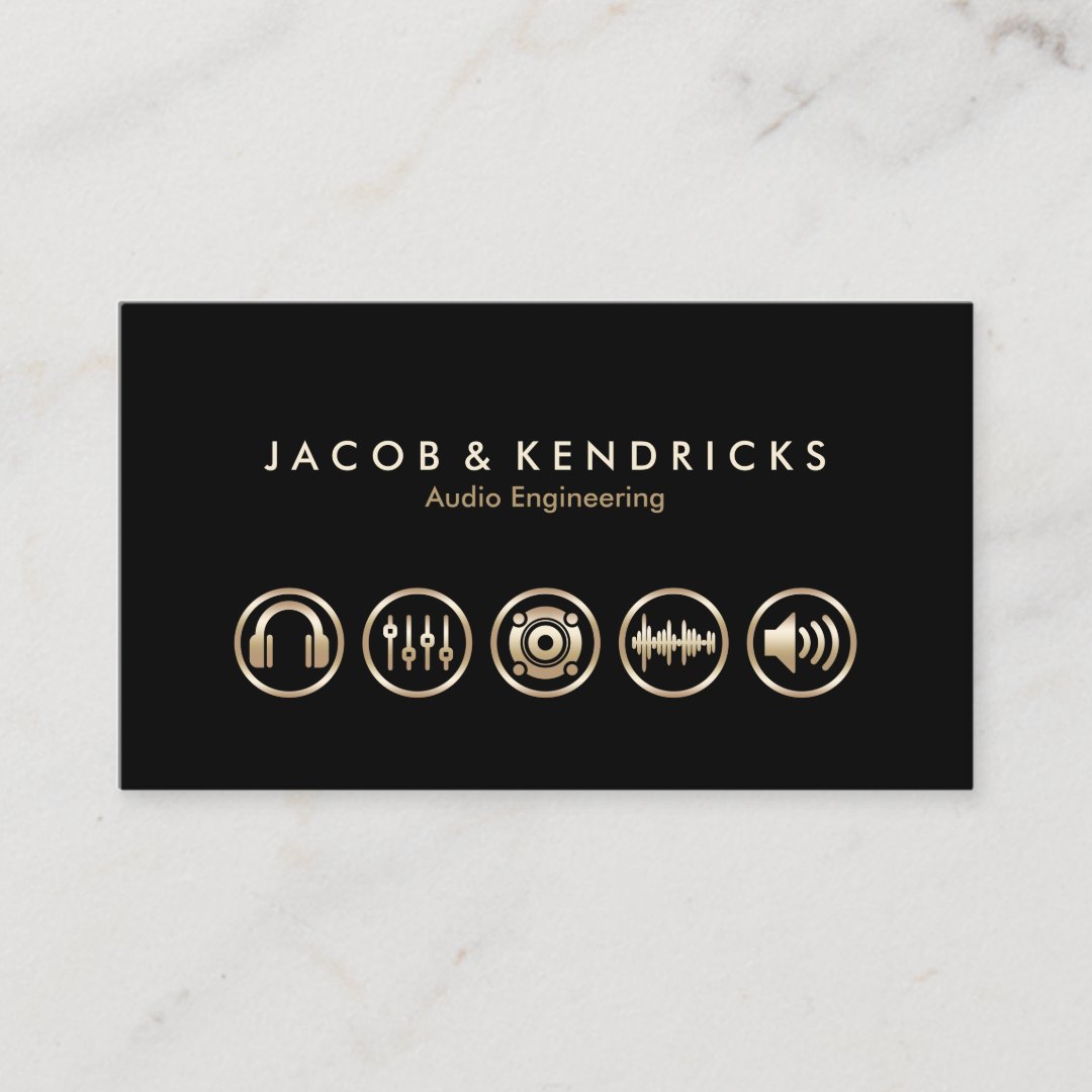 Audio Engineering Services Gold Icons BusinessCard Business Card | Zazzle