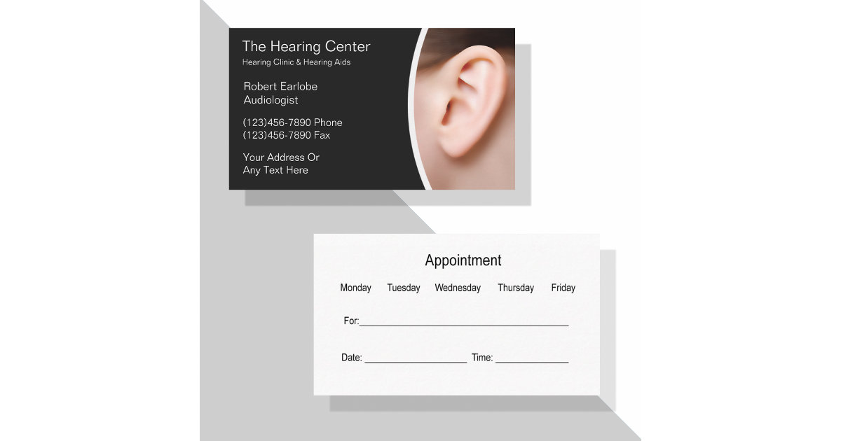 Audiologist Ear Doctor Appointment Business Cards | Zazzle