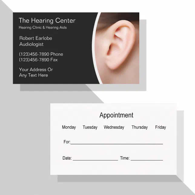 Audiologist Ear Doctor Appointment Business Cards | Zazzle