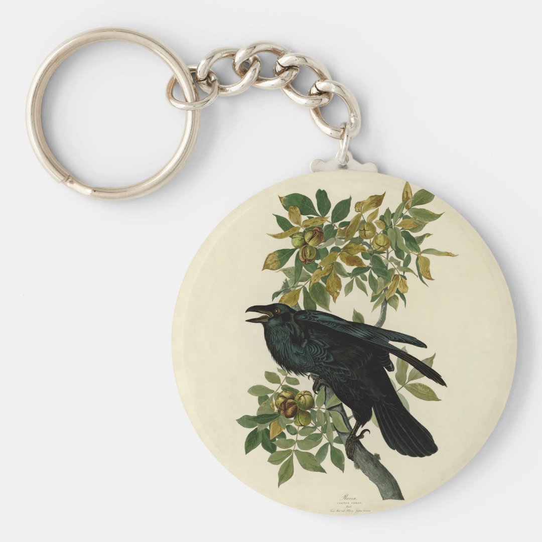 Audubon Raven Bird Classic Artwork Keychain | Zazzle