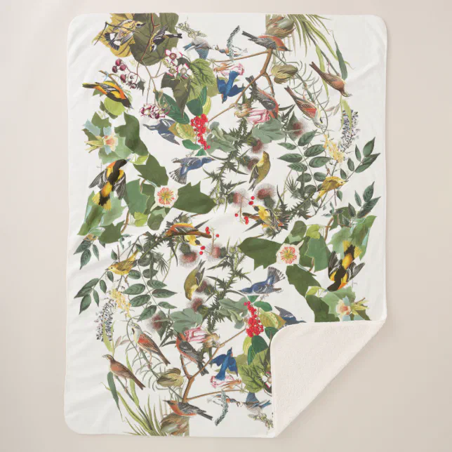 Audubon Songbird Birds Wildlife Sherpa Blanket | Zazzle