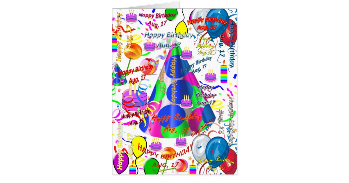 August, 17 Birthday Card, Large Birthday Card | Zazzle