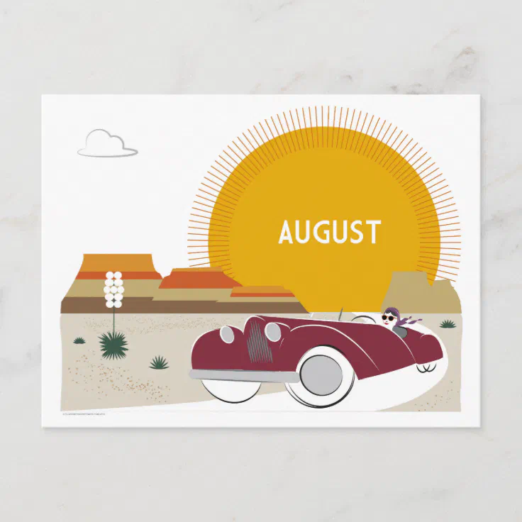 August Art Deco Desert Roadtrip Postcard | Zazzle