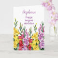 August Birthday Birth Month Flower Gladiolus Card | Zazzle