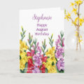 August Birthday Birth Month Flower Gladiolus Card | Zazzle