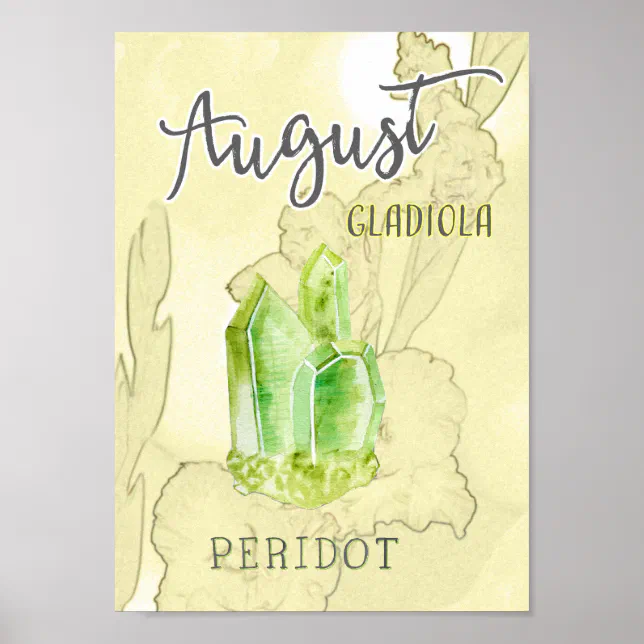 August Birthday Flower and Birthstone Poster | Zazzle