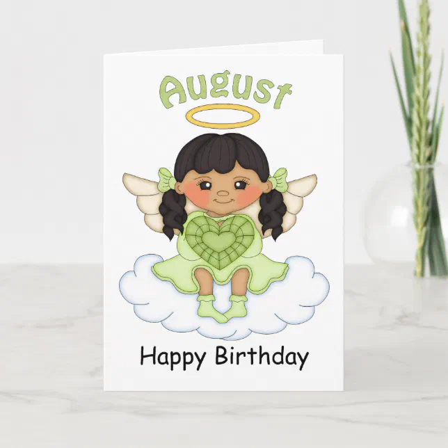 August Birthstone Angel Black Birthday Card | Zazzle