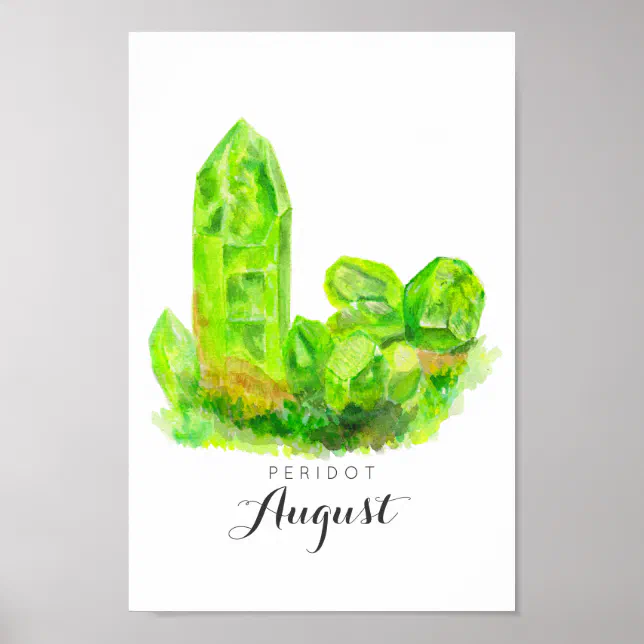 August Birthstone - Peridot Watercolor | Poster | Zazzle