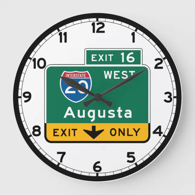 Augusta, GA Road Sign Large Clock | Zazzle