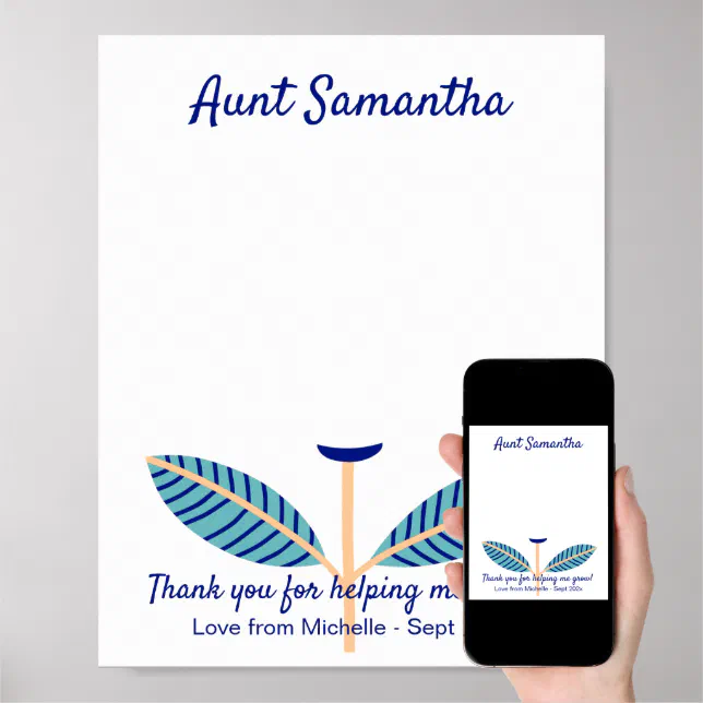 Aunt Appreciation DIY Handprint Art Template Poster | Zazzle