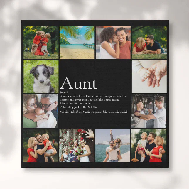 Aunt Auntie Definition Fun Photo Collage Faux Canvas Print Zazzle